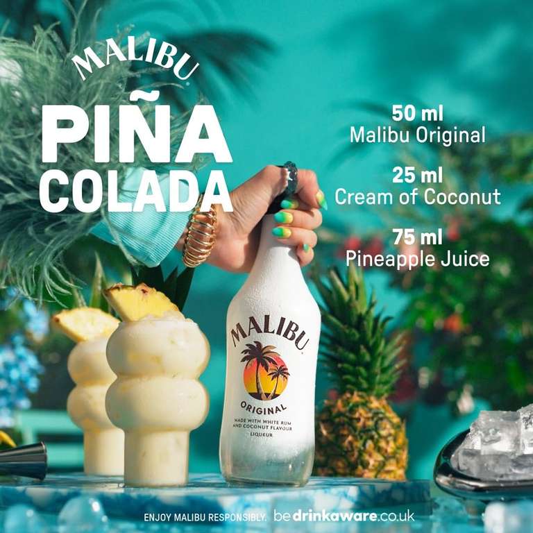 Malibu Original White 18% Rum with Coconut Flavour 70cl £12.50 at ...