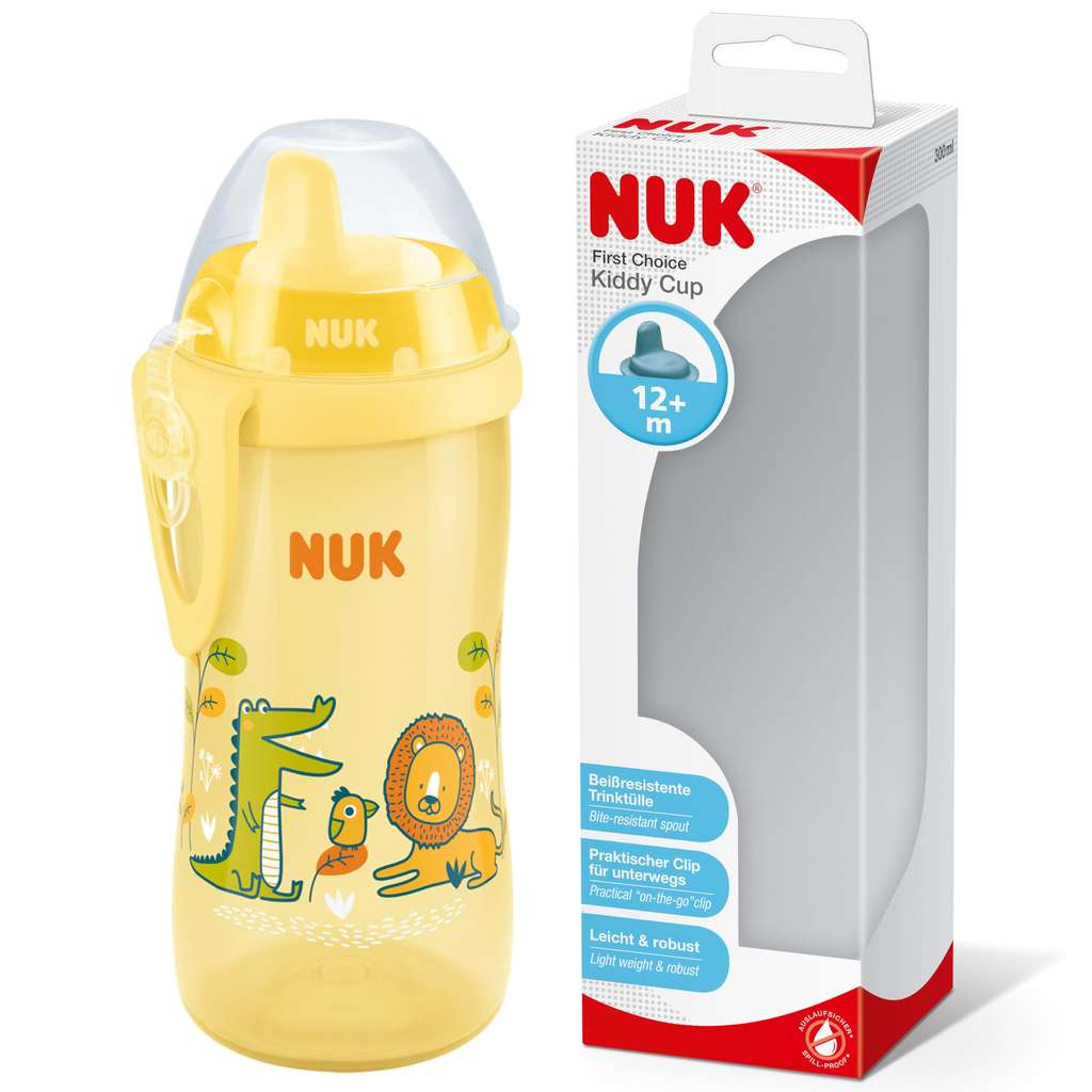 NUK Kiddy Cup Toddler Cup 12+ Months 300 ml – Leak-Proof Spout, Clip ...