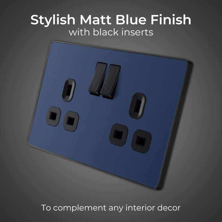 BG Electrical Double Switched Power Plug Wall Socket, 13A Matt Blue – £ ...