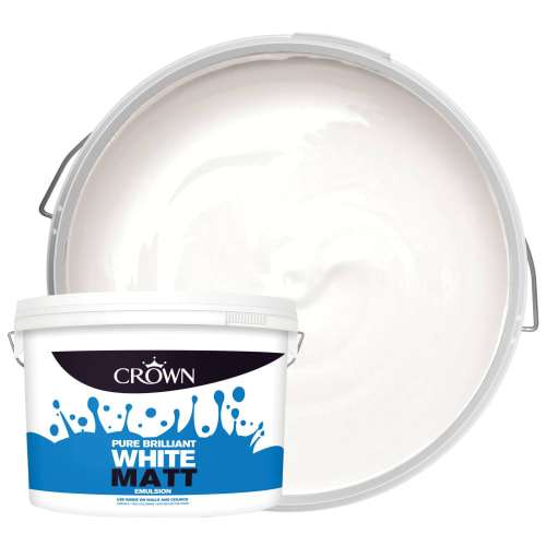 Crown Matt Emulsion Paint - Pure Brilliant White - 10L , Free C&C ...