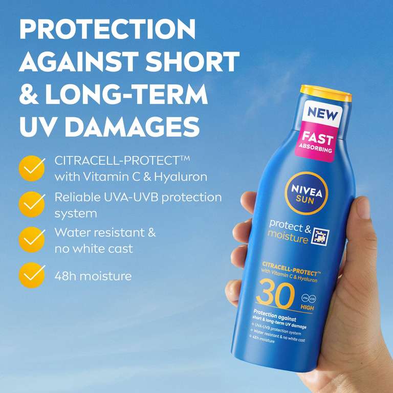 NIVEA SUN Protect & Moisture Sun Lotion SPF 30 (200 ml) £3.08 / £2.91 ...