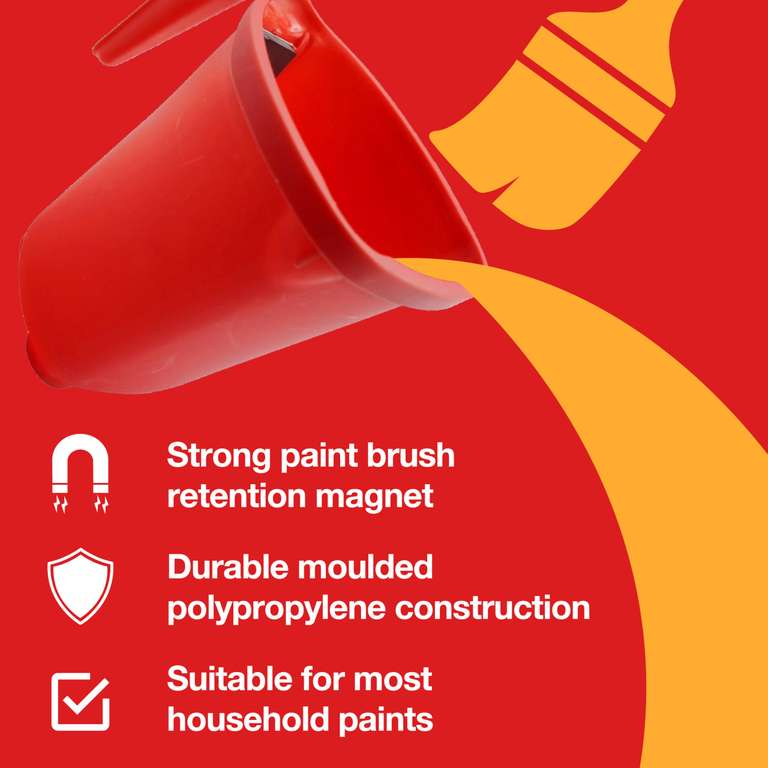 Amtech Plastic Paint Kettle with Magnet Brush Holder – 1L, DIY, Durable ...