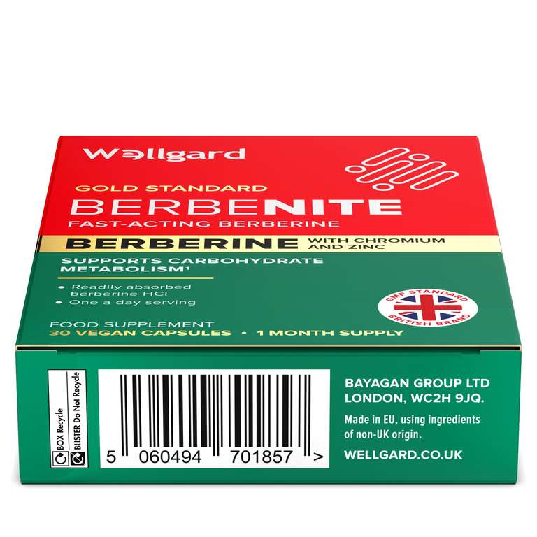 Wellgard Berberine HCl 350mg w/ Chromium & Zinc – £14.47 at Wellgard UK ...