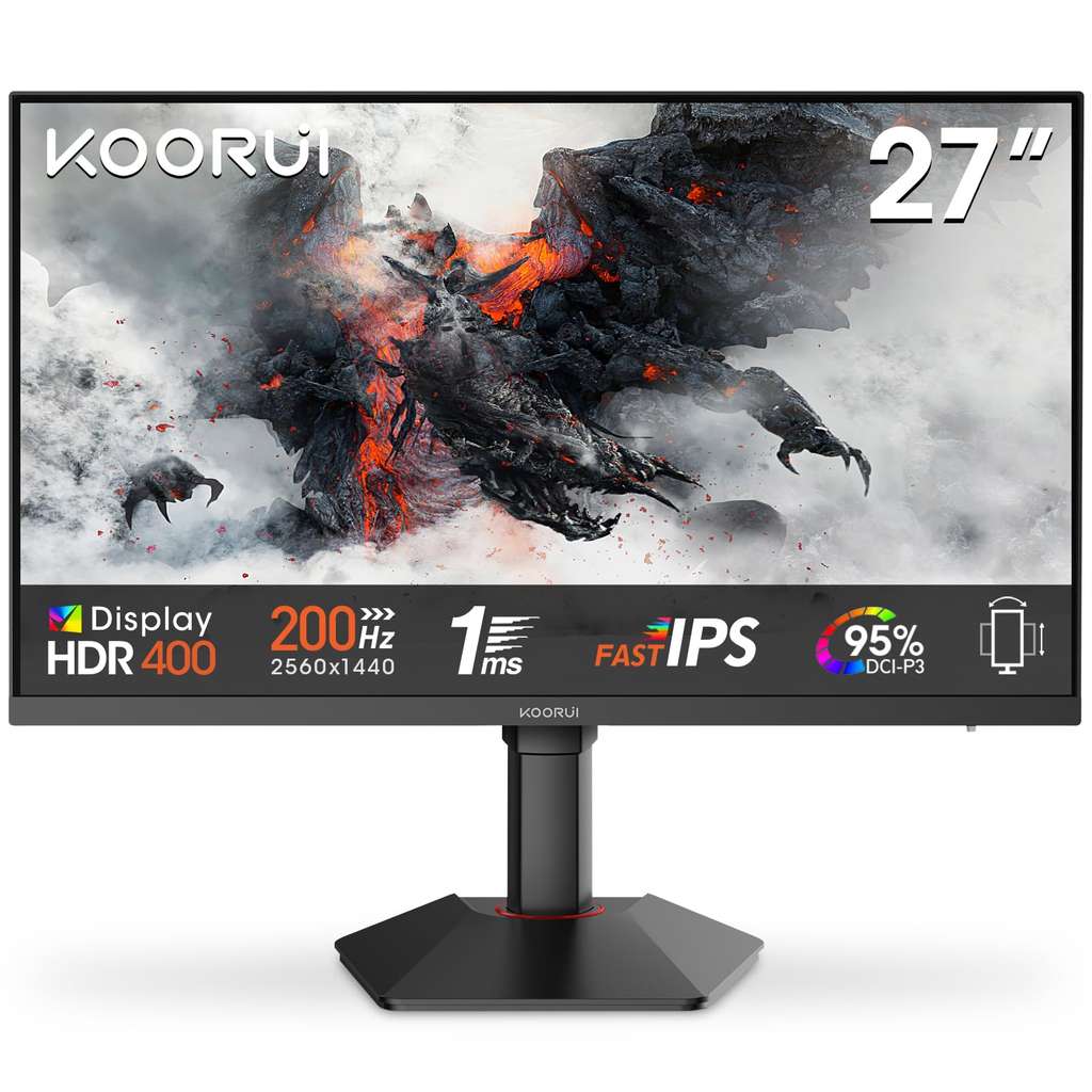 KOORUI G2722P 27 Inch Gaming Monitor,200Hz, Fast IPS, QHD 1440P, 1ms ...