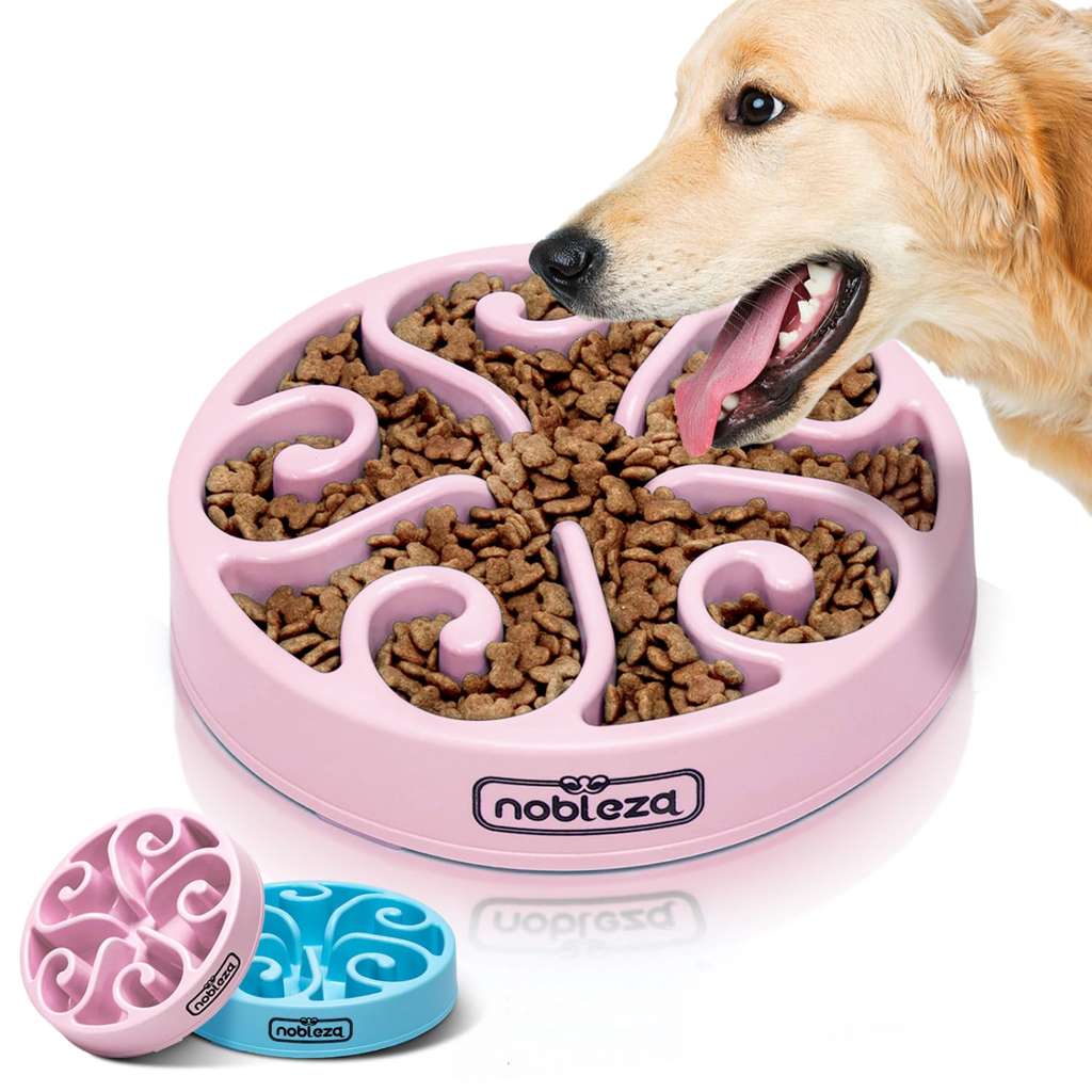 Nobleza Large Slow Feeder Pet Bowl - Anti-Gulp 20.4cm/8.03in - Pink ...