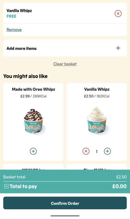Free Whipz ice cream from Popeyes – 10p... spend in-store & app ...