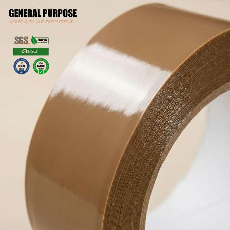 Roe Tenpo Packaging Tape 3 Rolls Brown Parcel Packing Tape 48mm x 66m £ ...