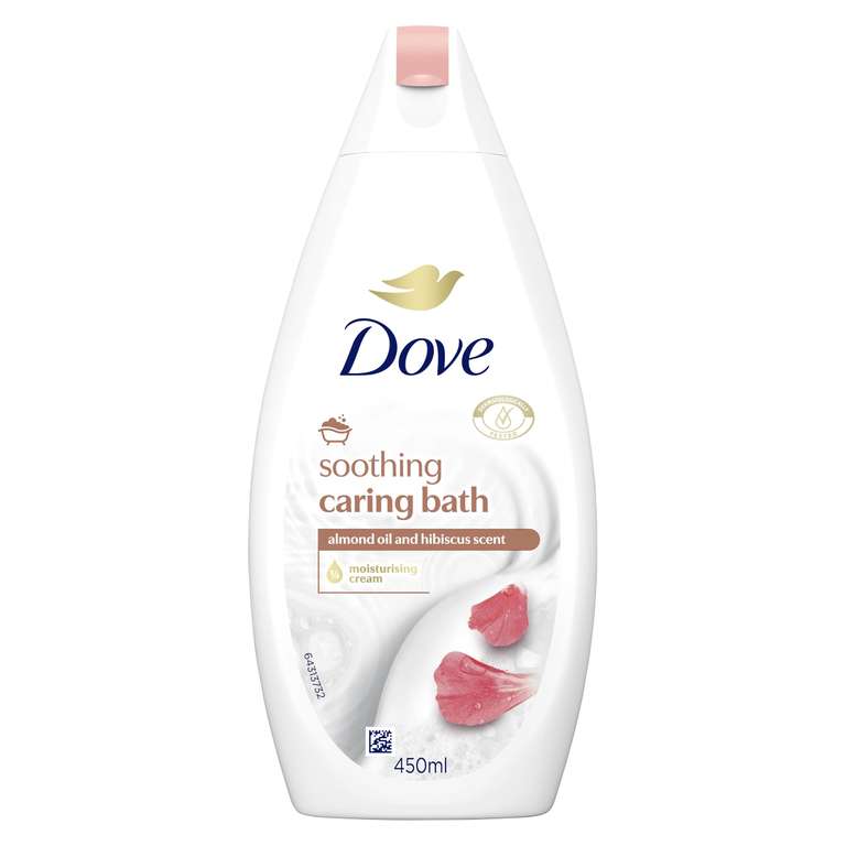 Dove Soothing Caring Bath Soak with ¼ moisturising cream, almond cream ...