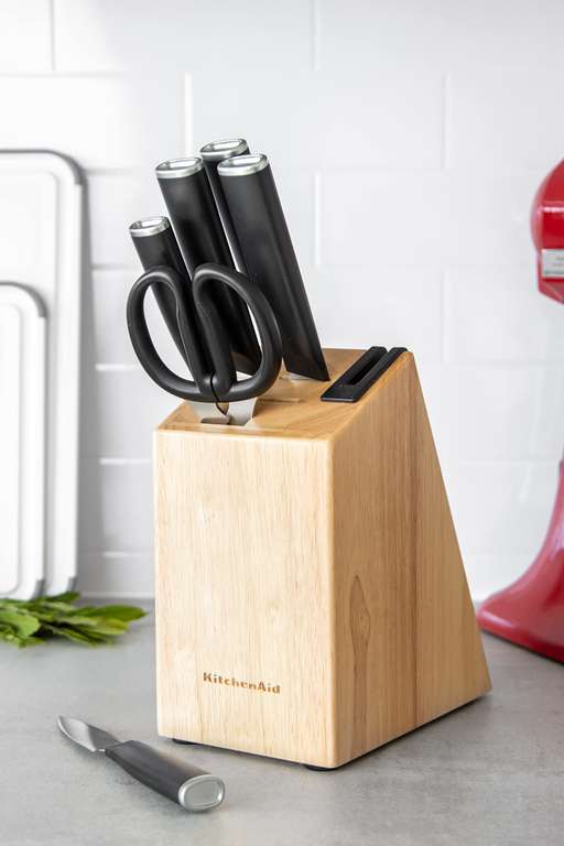 KitchenAid Classic 6-Piece Knife Set with Block, Built-in Sharpener £39 ...