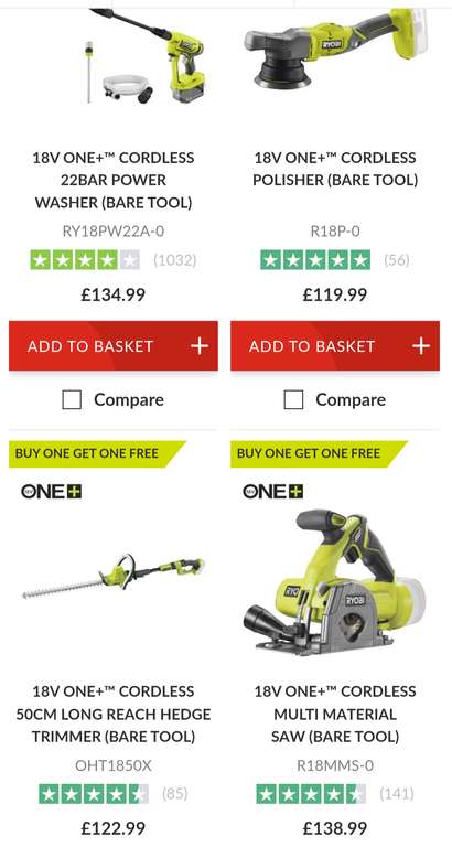 Ryobi ONE+ Tool Offer: Buy One, Get One FREE from £102 at Ryobi ...