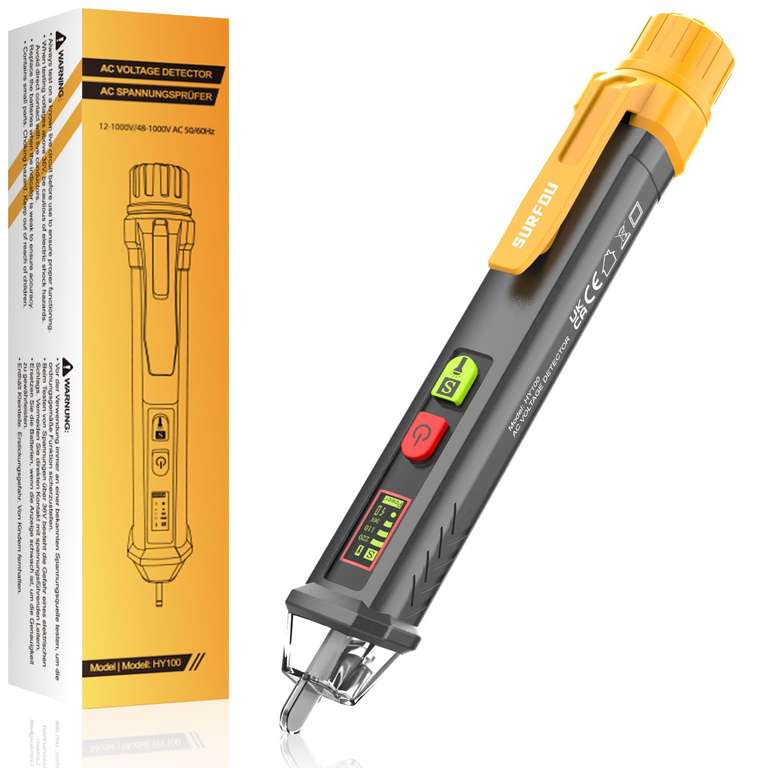 SURFOU Voltage Tester Pen, Dual-Range AC 12v/48v~1000v Non Contact ...
