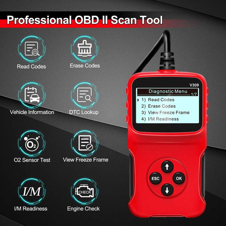 Car OBD2 Scanner Wired Engine Fault Code Reader V309 - Sold by ...