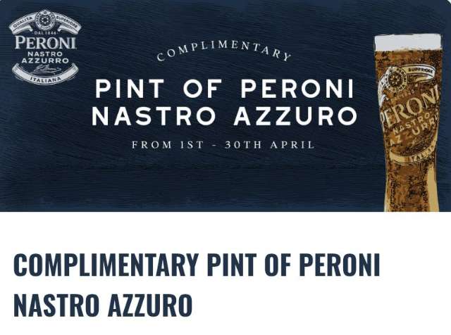 Free pint of Peroni at Nicholson's pubs nationwide – claim at Nicholson ...