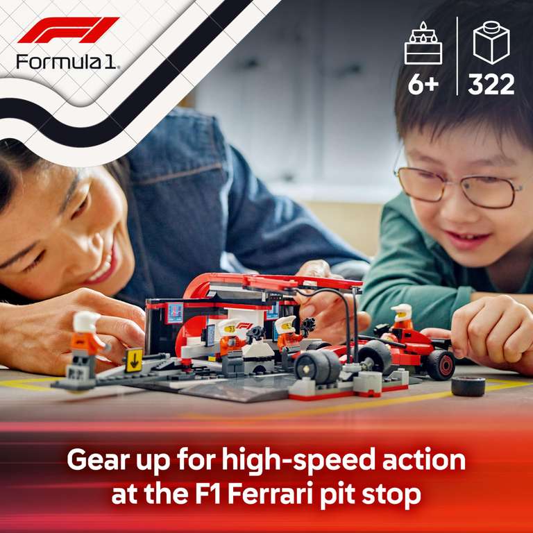 LEGO City F1 Pit Stop & Pit Crew with Ferrari Car 60443 £17.99 at ...