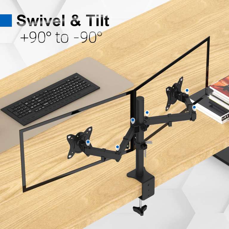 Grifema Dual Monitor Arm 13-32—Height/360° Tilt - at Amazon | hotukdeals