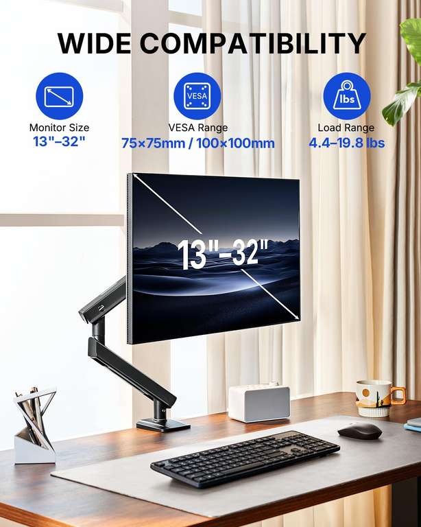 HUANUO Single Monitor Arm for 13–32 Inch Screens with 50% Voucher – 2× ...