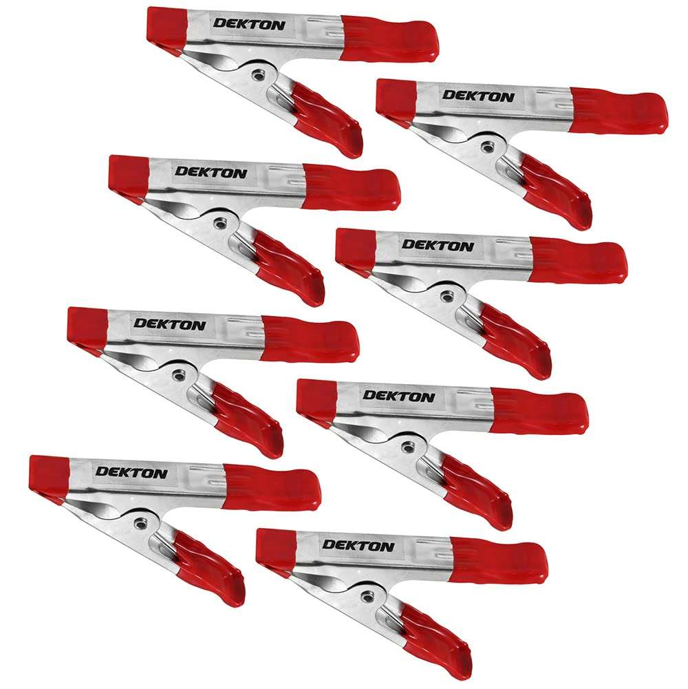 Dekton Spring Clamp 8 PC 2 Set – 32mm Jaw Opening, Zinc-Plated Rubber ...