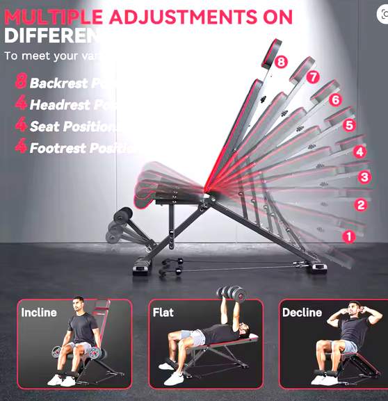 Adjustable Weight Bench with Resistance Bands at AliExpress – £28.38, 8 ...