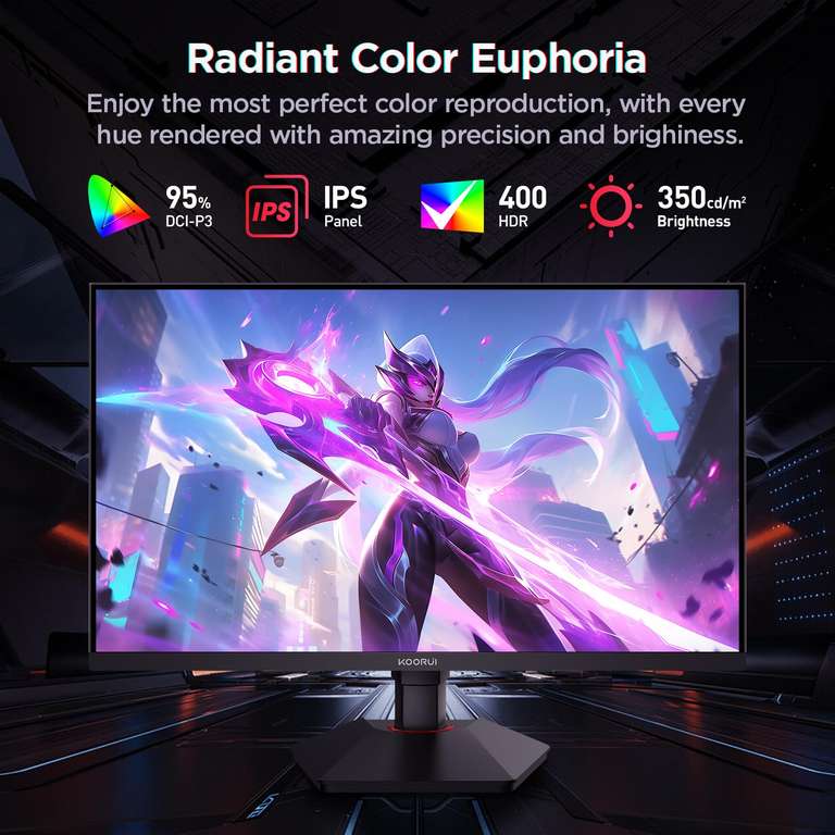 KOORUI G2722P 27 Gaming Monitor 200Hz QHD 1440P 1ms Adaptive Sync at ...