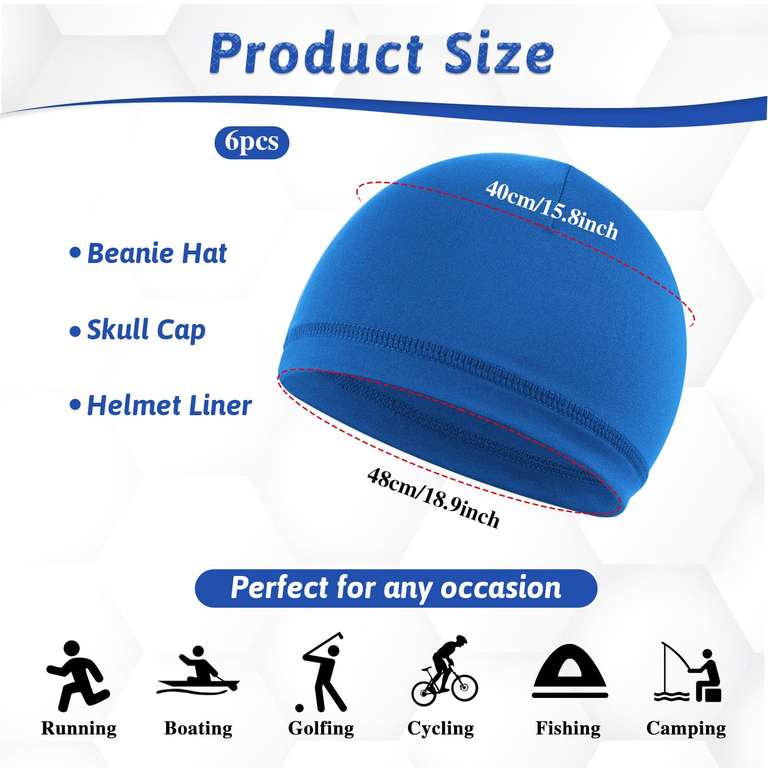 6Pcs Skull Beanie Caps - Lightweight & Breathable for Running £7.79 at ...