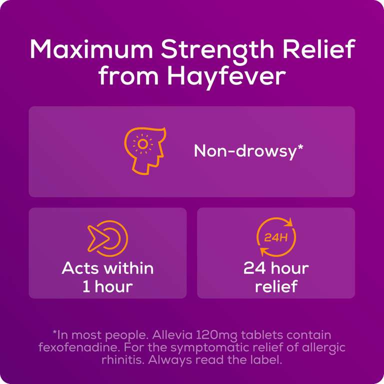 Allevia 120mg Allergy Relief Tablets 90 cts (3 Packs) £20.49 at Amazon ...
