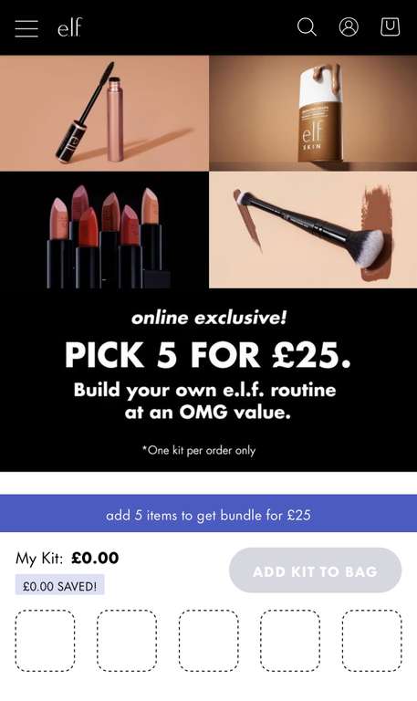 e.l.f. Cosmetics 5 Item Bundle for £25 - Save Up to £57! at e.l.f ...
