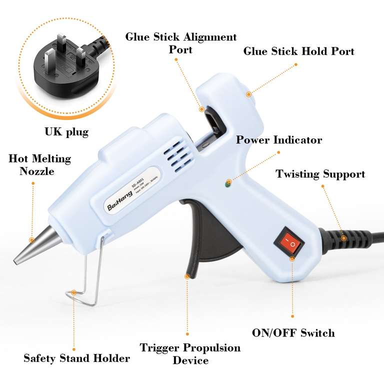 BeiHeng 20W Hot Melt Glue Gun 7mm x 100mm Sticks £7.99 at Sanzeii / FBA ...