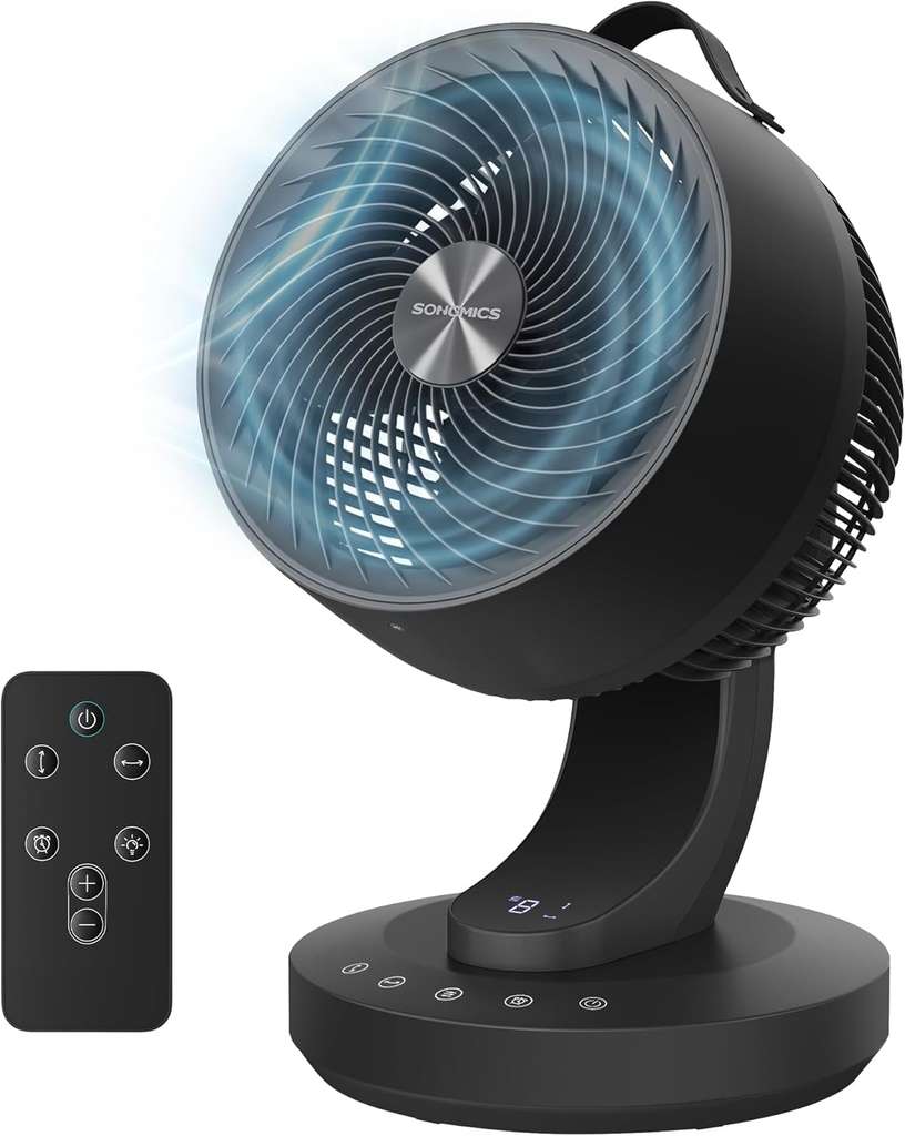 SONGMICS Air Circulator Desk Fan, 20 dB Quiet Fan for Bedroom, LED ...