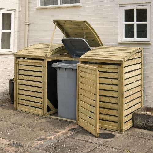 Rowlinson Large Timber Triple Wheelie Bin Storage - 8 x 3ft, 10 yr Anti ...