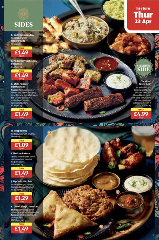 Bilash Curry Range: 2 mains + 2 sides under £10 at Aldi - £3.49