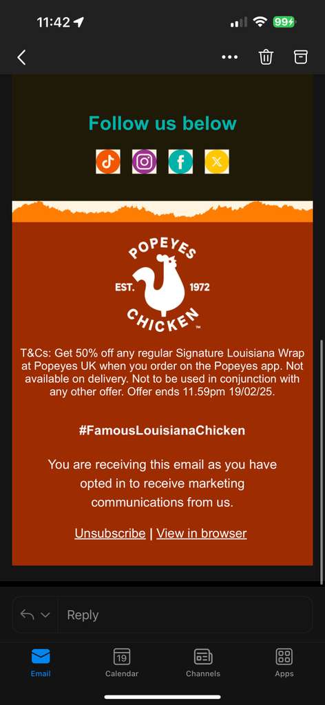 Save 50% on Signature Louisiana Wraps at Popeyes via App | hotukdeals