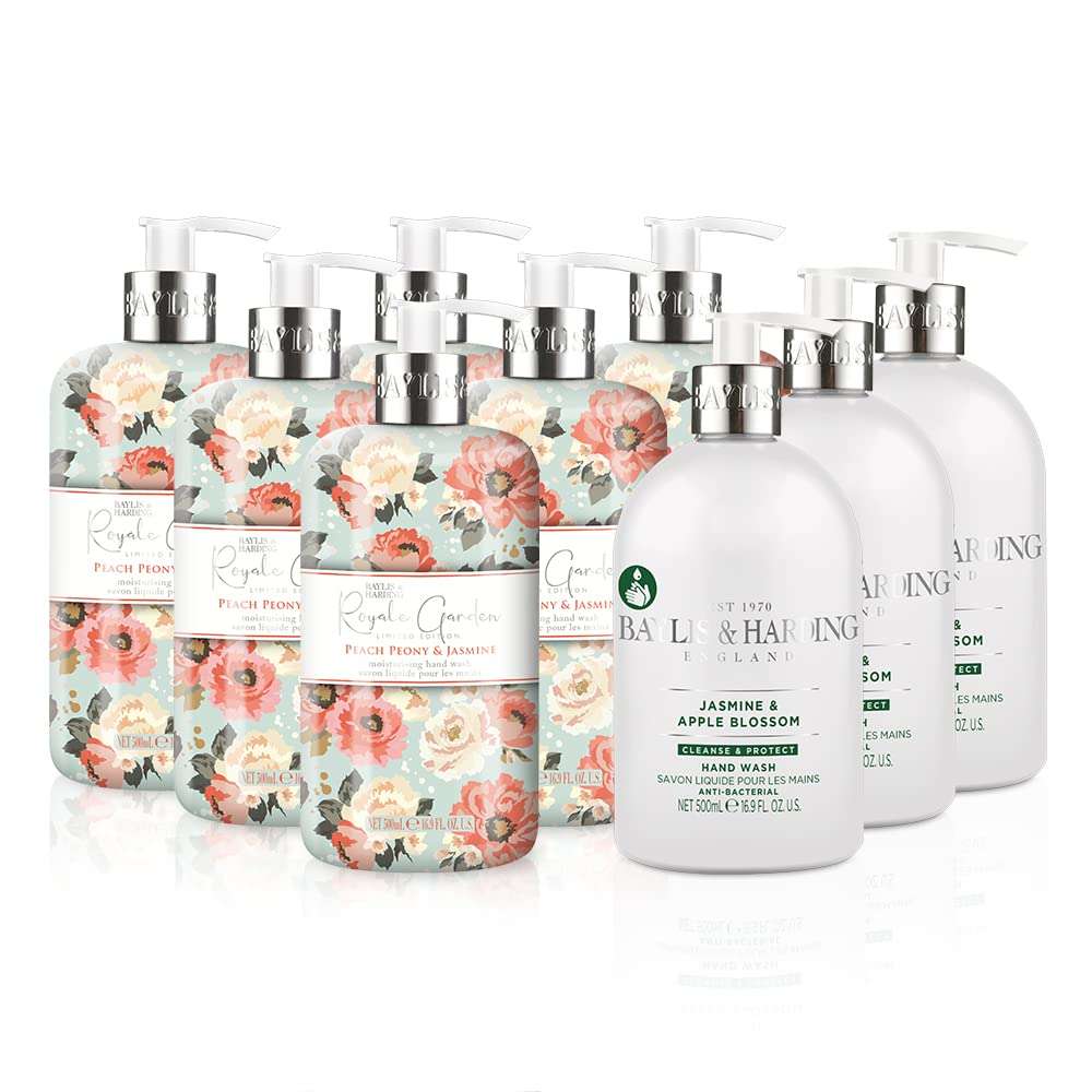 Baylis & Harding Hand Wash Bundle 6x500ml Royale Garden Peach Peony ...