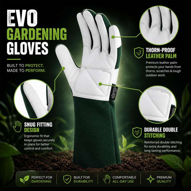 EVO Fitness Gardening gloves Tough Thorn Proof Comfortable Breathable ...