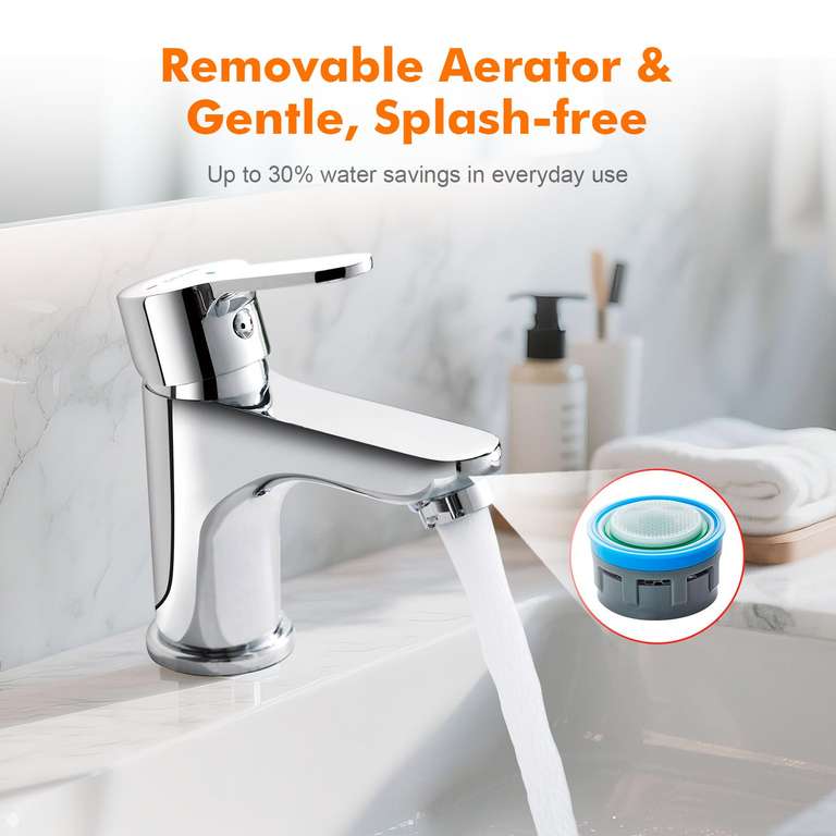 GRIFEMA Bathroom Basin Mixer Tap – Single Lever Tap Hot and Cold Mixer ...