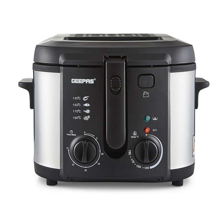 Geepas 3L Deep Fat Fryer, Adjustable Thermostat, Viewing Window, Cool ...