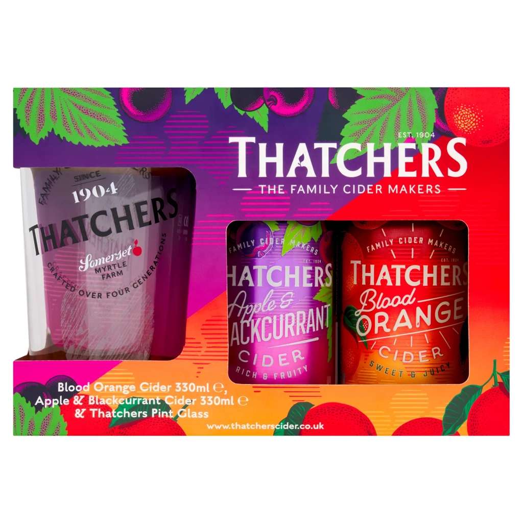 Thatchers Cider Gift Set, Apple & Blackcurrant, Blood Orange, 2 x 330ml ...