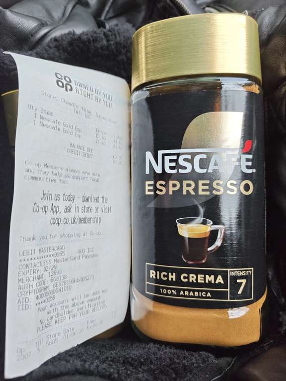 Nescafé gold espresso Rich crema instant coffee 190g Jars Co-Op Cheadle ...