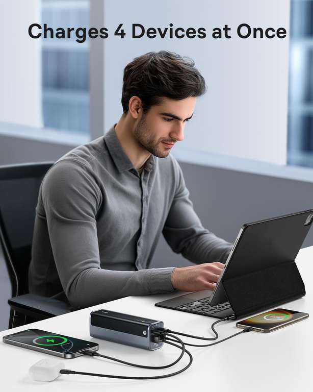 Baseus EnerGeek 4-Port PB 145W 20800mAh 2× USB-C PD 100W Max Fast ...
