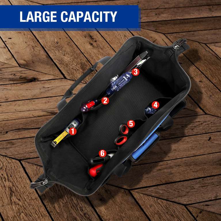 WORKPRO 18-inch Heavy-Duty Tool Bag 45x20x26.5 CM | Large Storage ...