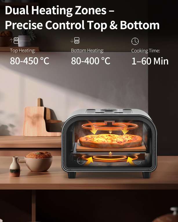 Electric Pizza Oven 450°C – 90 Second Neapolitan Pizza Maker 12 Pizzas ...