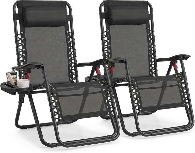 Songmics Set of 2 Zero Gravity Adjustable Folding Recliners with Cup ...