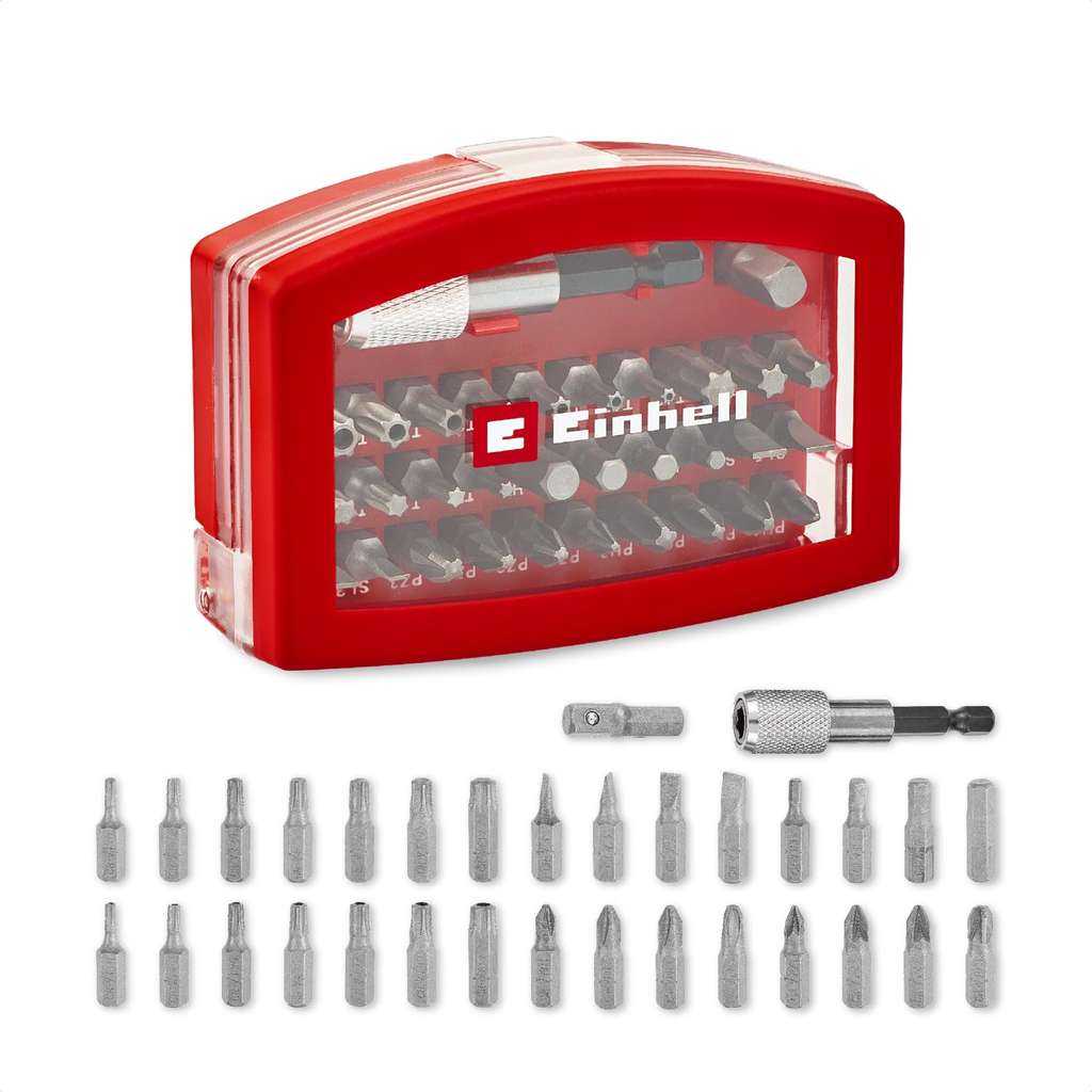 Einhell 32-piece Bit Box 30x25 mm CRV Bits, 60 mm Quick-Change Holder ...
