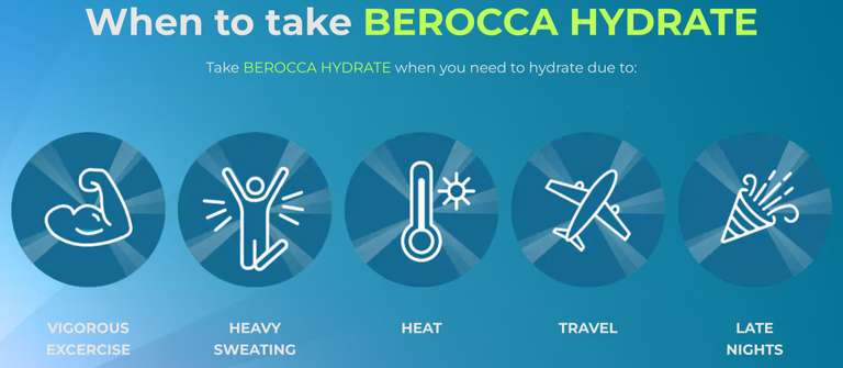 5,000 Free Berocca Hydrate 10 Effervescent Tablets - Electrolytes ...