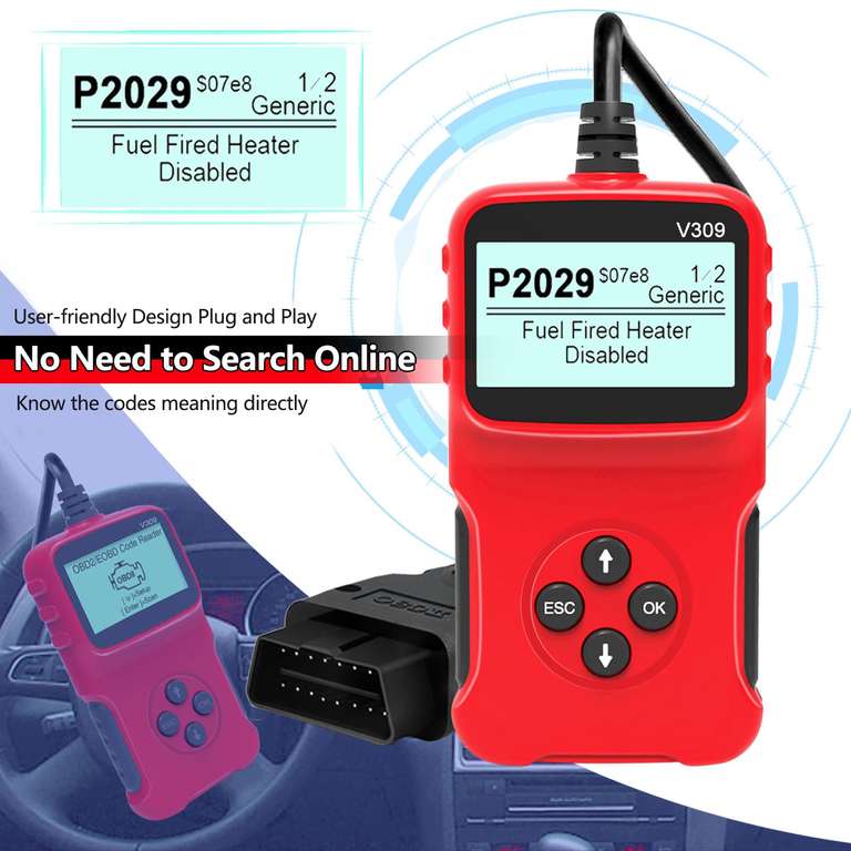 Car OBD2 Scanner Wired Engine Fault Code Reader V309 - Sold by ...