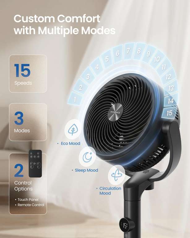 SONGMICS Standing Fan for Bedroom - £59.49 at Amazon | hotukdeals