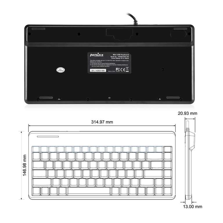 Perixx PERIBOARD-409U Wired UK Mini Keyboard, Black – £9.01 at Amazon ...