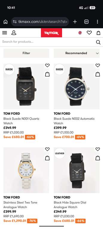 Tom Ford N002 Stainless Steel Watch at TK Maxx – £399.99 | hotukdeals