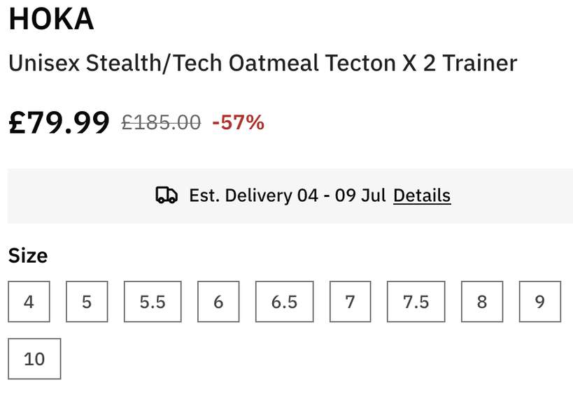 Hoka Clifton One9 / Tecton X 2 Trail Runners £55.79 at BrandAlley ...
