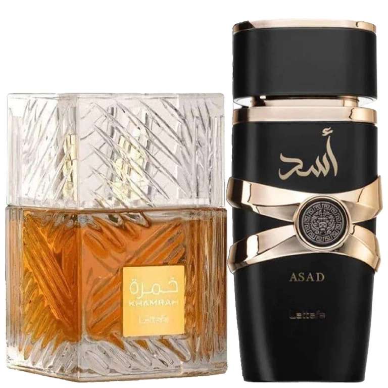 Lattafa Duo set : Khamrah Eau de Parfum Spray 100ml & Asad Eau de ...