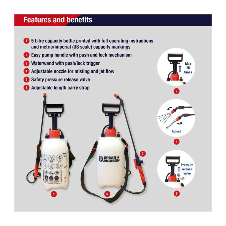 Spear & Jackson 5LPAPS 5 Litre Pump Action Sprayer £9.69 at Amazon ...
